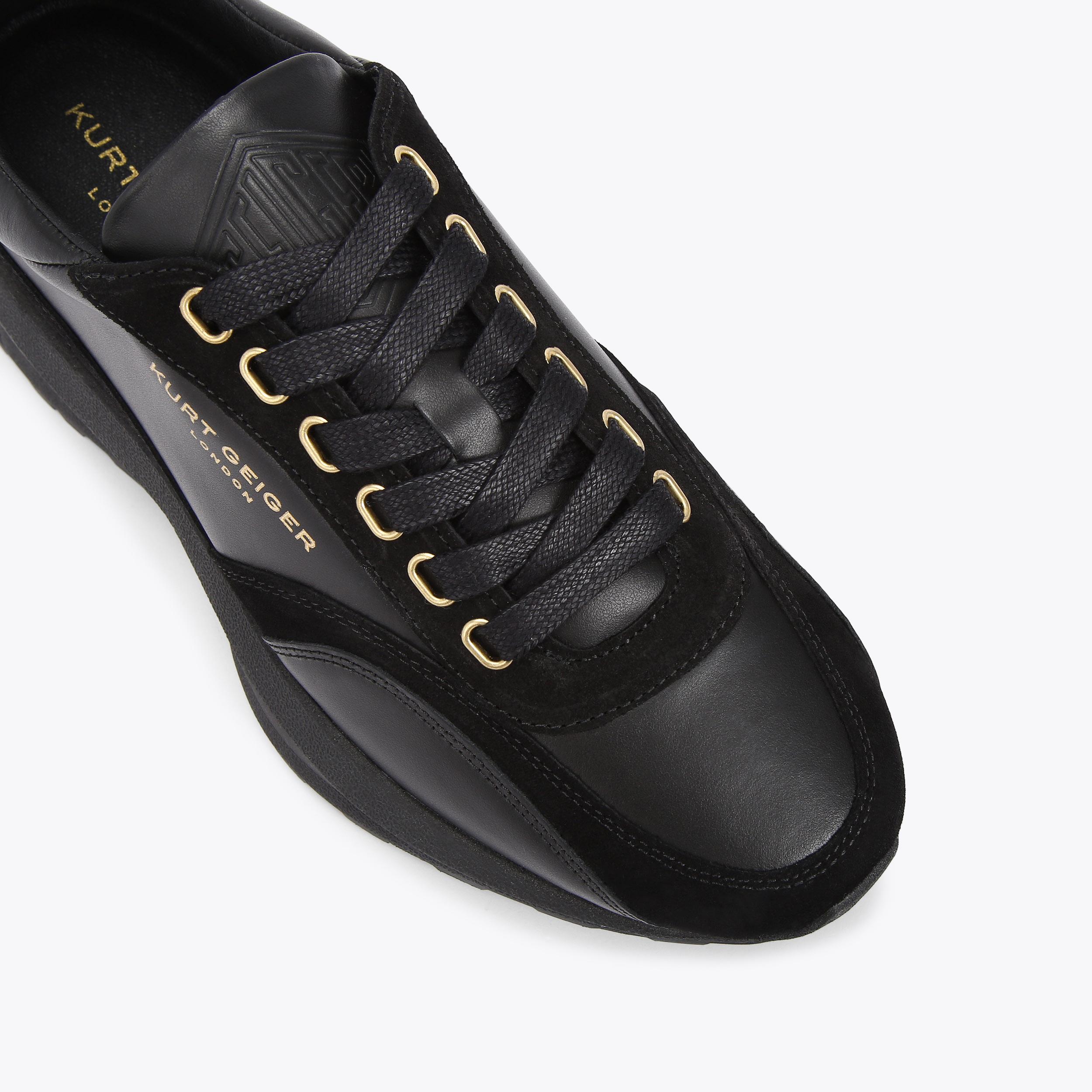 GASPAR Suede Black Leather Lace Up Sneaker by KURT GEIGER LONDON