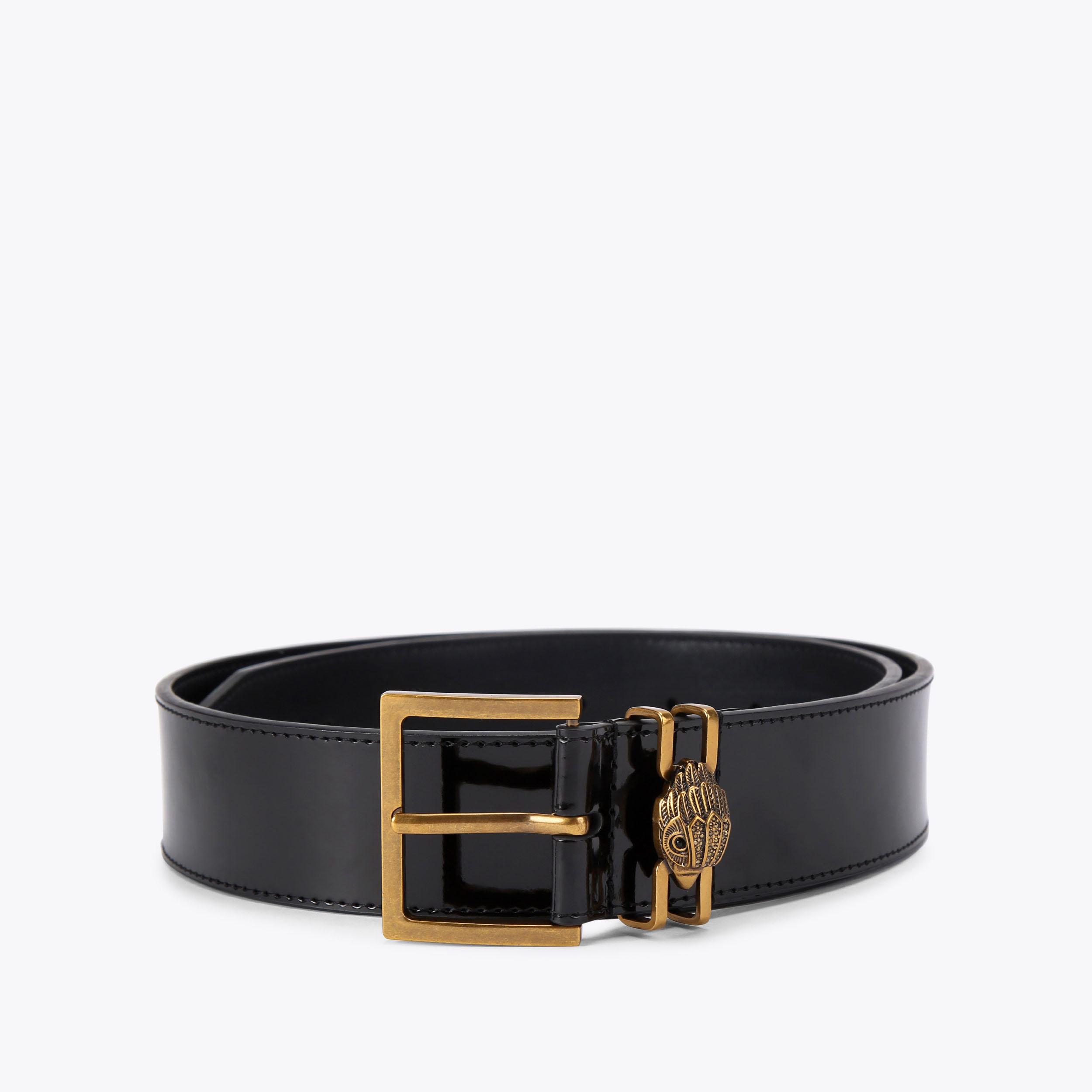SHOREDITCH 40 BELT Black Patent Leather Eagle Belt by KURT GEIGER LONDON
