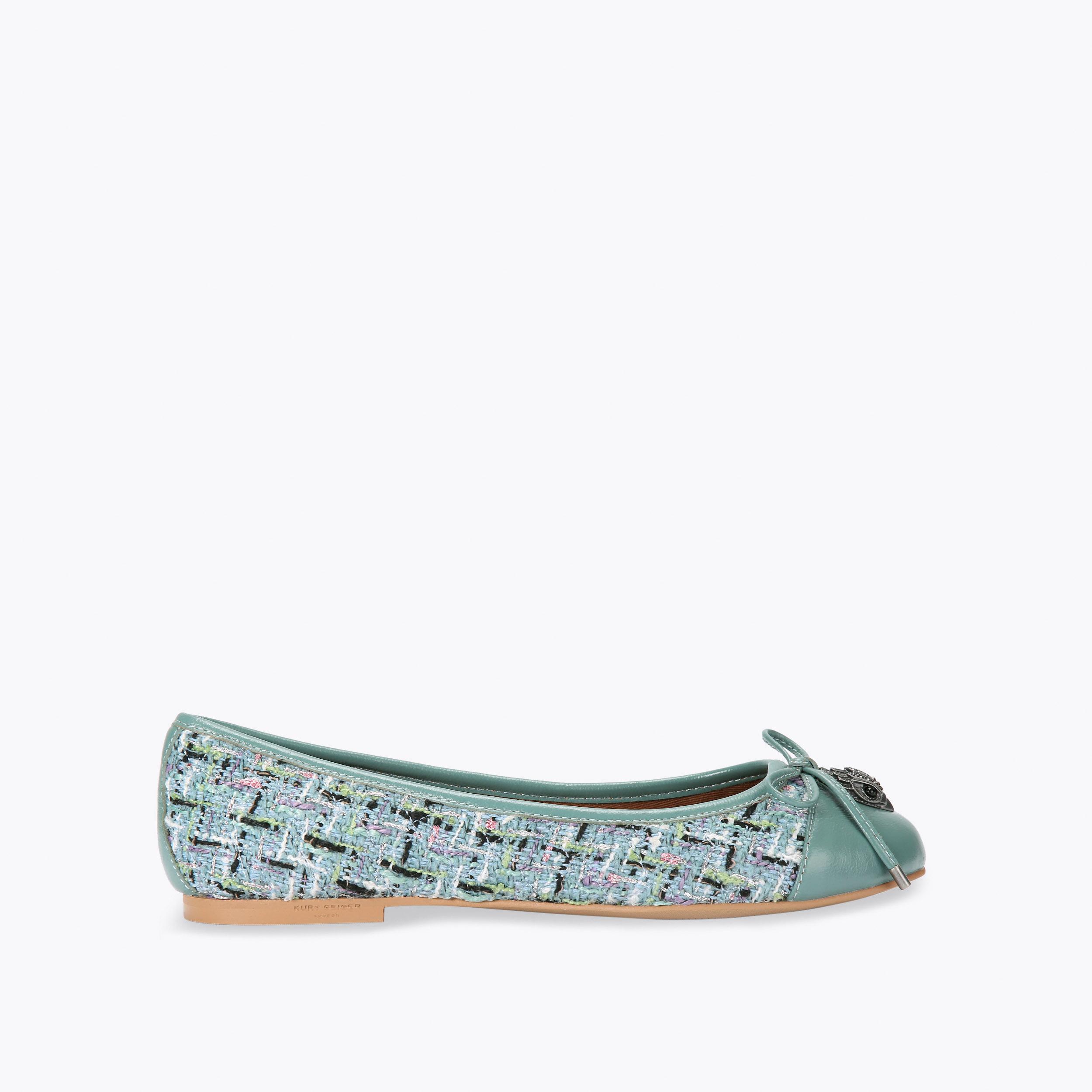 EAGLE BALLERINA Blue Tweed Flats by KURT GEIGER LONDON