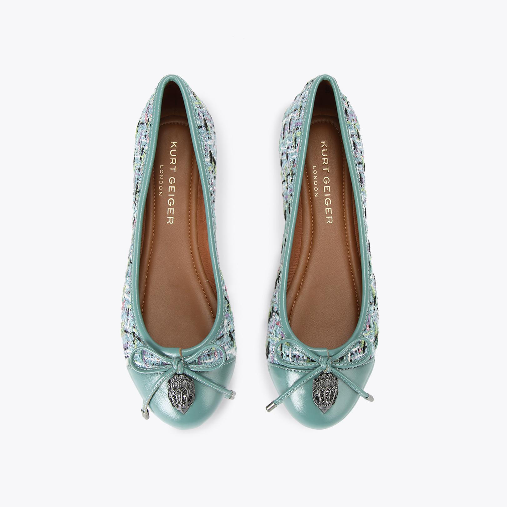 EAGLE BALLERINA Blue Tweed Flats by KURT GEIGER LONDON