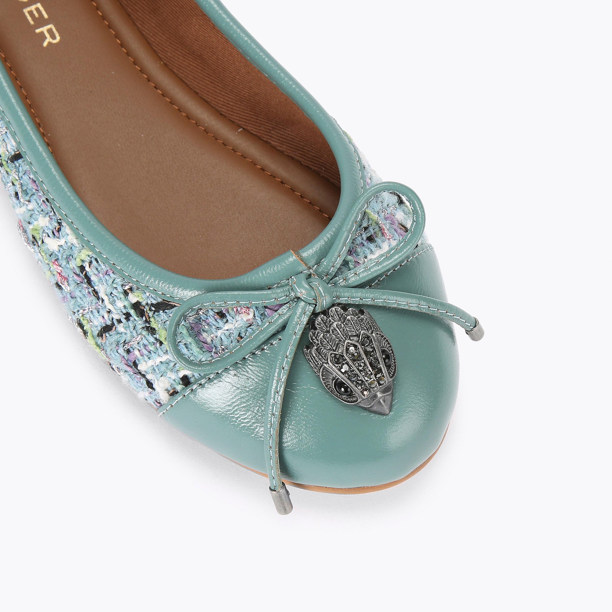EAGLE BALLERINA Blue Tweed Flats by KURT GEIGER LONDON
