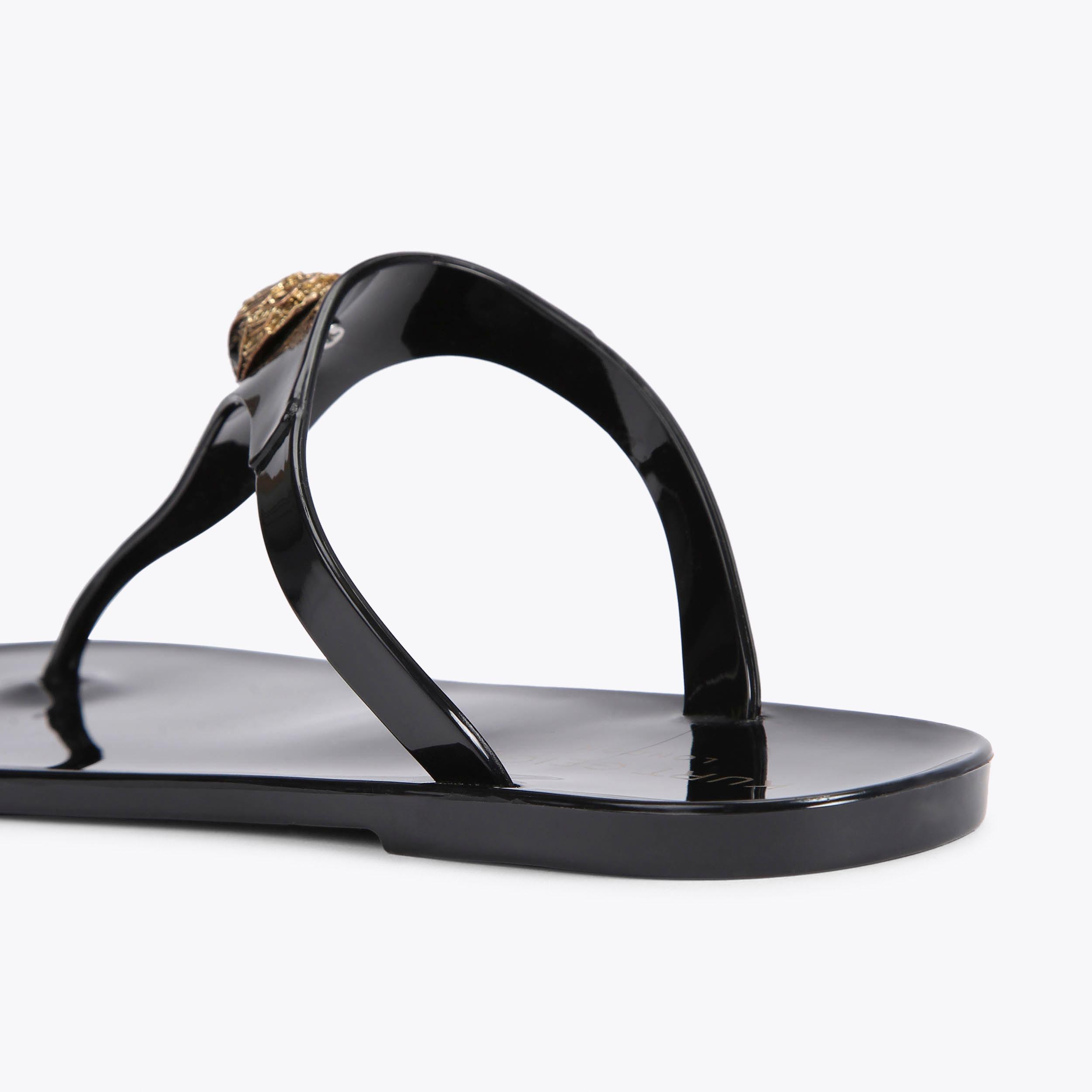 MADDISON T-BAR Black Vinyl T-bar Sandals by KURT GEIGER LONDON