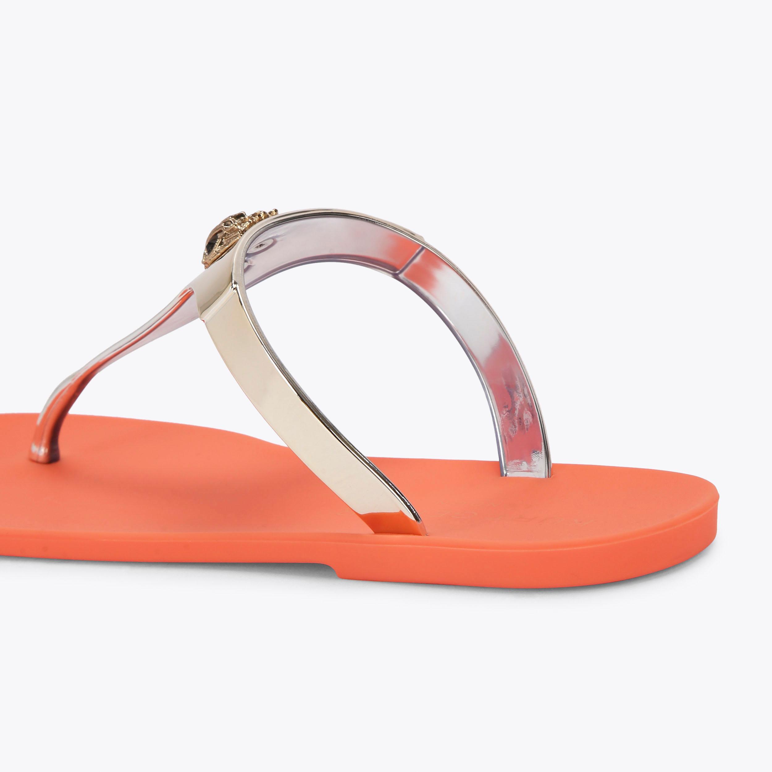 MADDISON T-BAR Peach Gold Sandal by KURT GEIGER LONDON