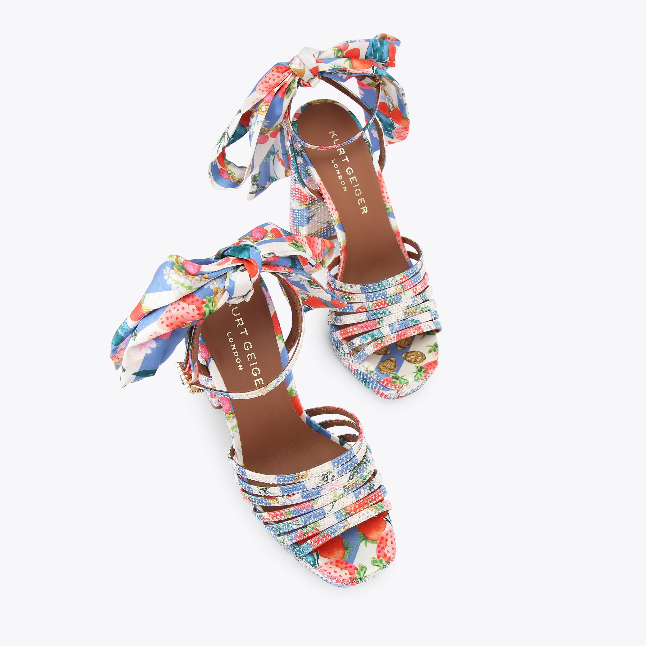 PIERRA ANKLE TIE PLATFORM Strawberry Chain Platform Heels by KURT GEIGER LONDON