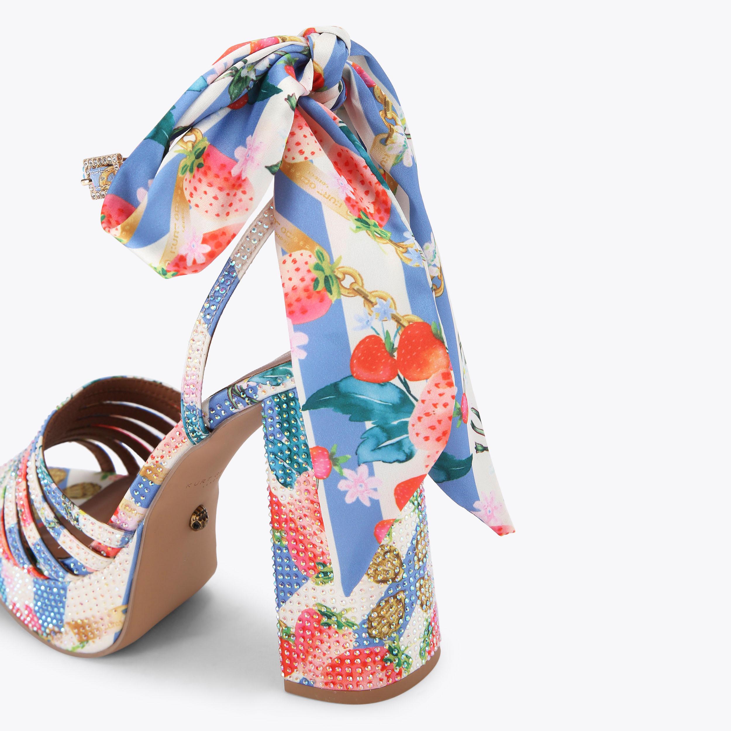 PIERRA ANKLE TIE PLATFORM Strawberry Chain Platform Heels by KURT GEIGER LONDON