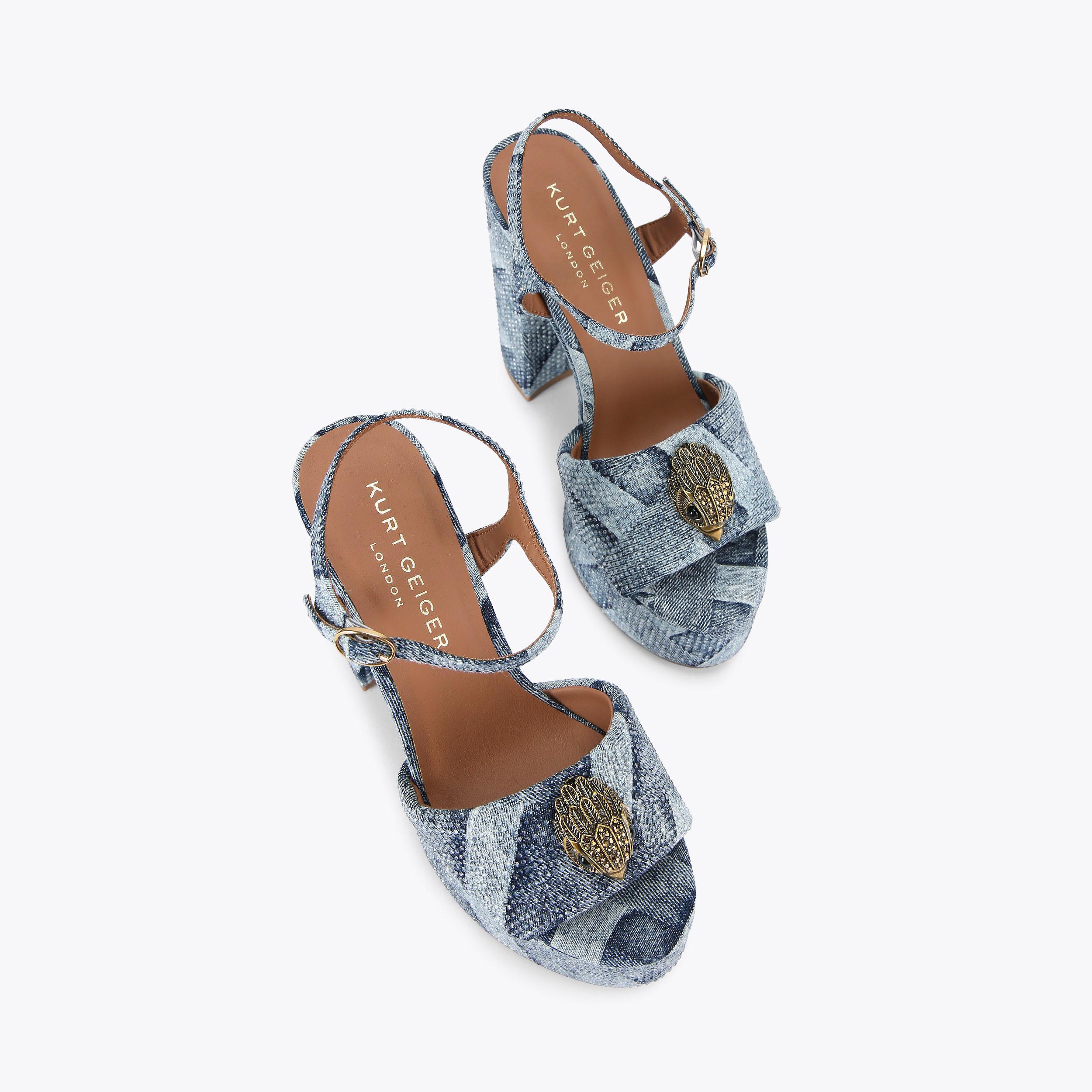 KENSINGTON PLATFORM SDL Denim Crystal Platform Heel by KURT GEIGER LONDON