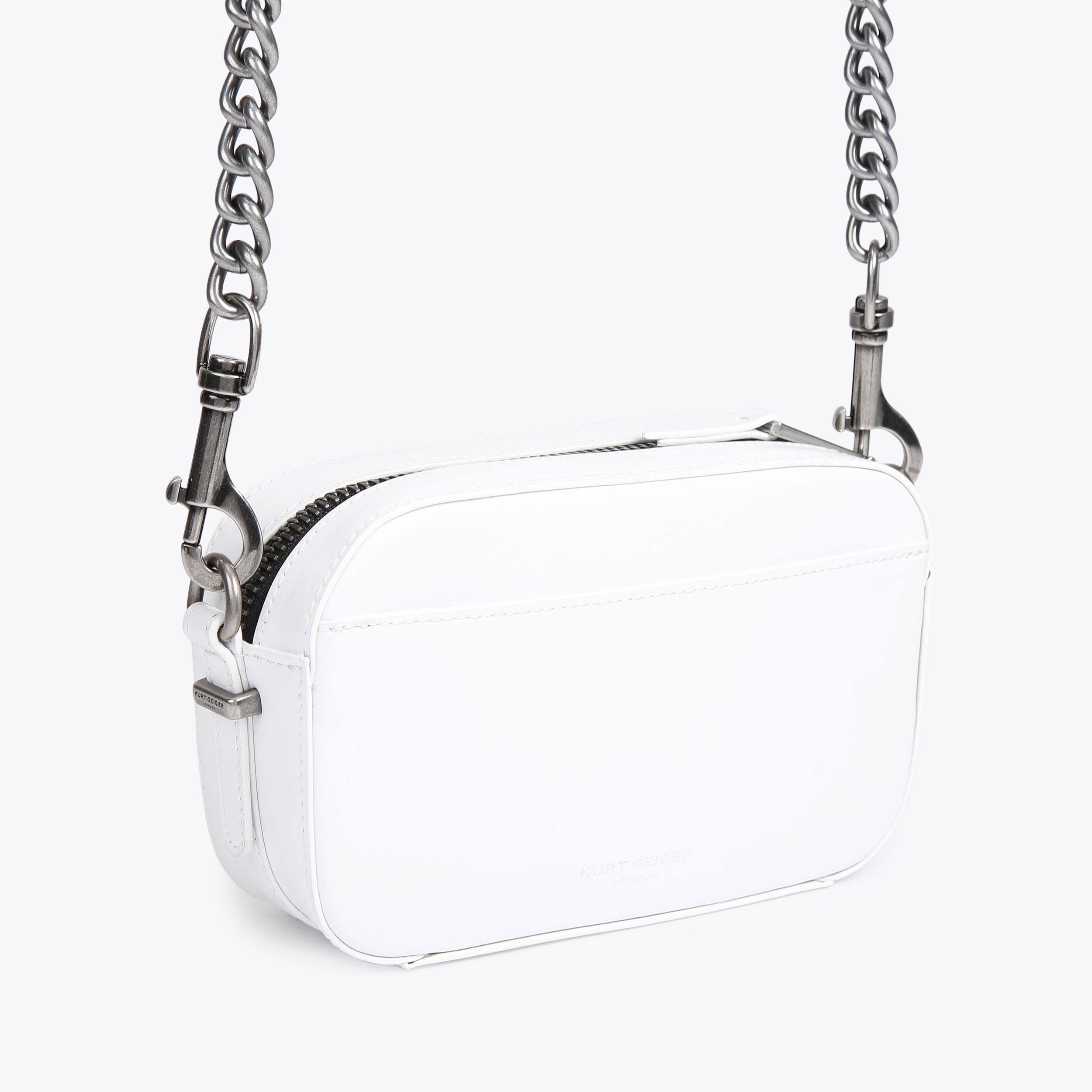 SM CAMERA BAG BUTTERFLY White Leather Pouch Cross Body Purse by KURT ...