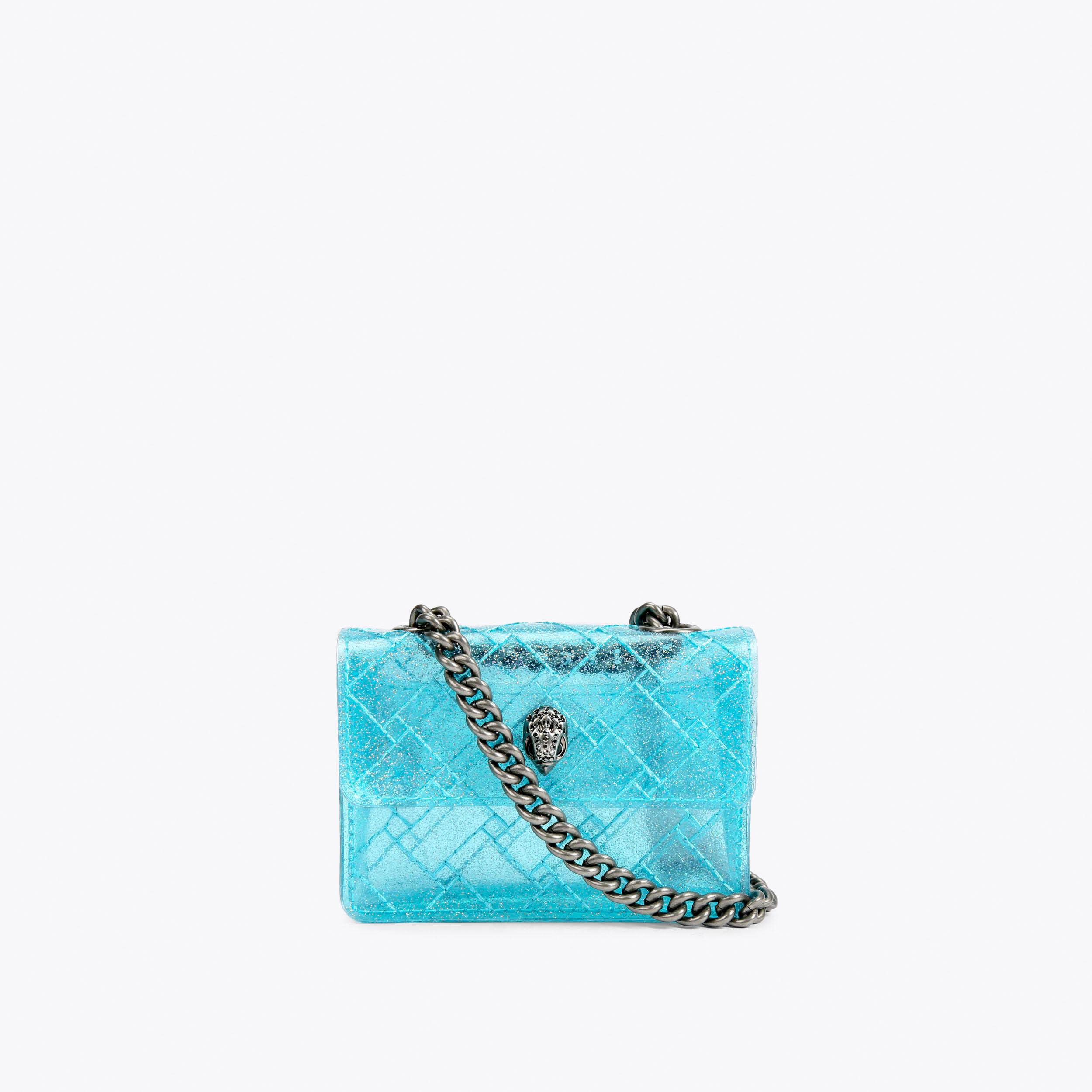 VINYL MICRO KENSINGTON Blue Glitter Vinyl Micro Purse by KURT GEIGER LONDON