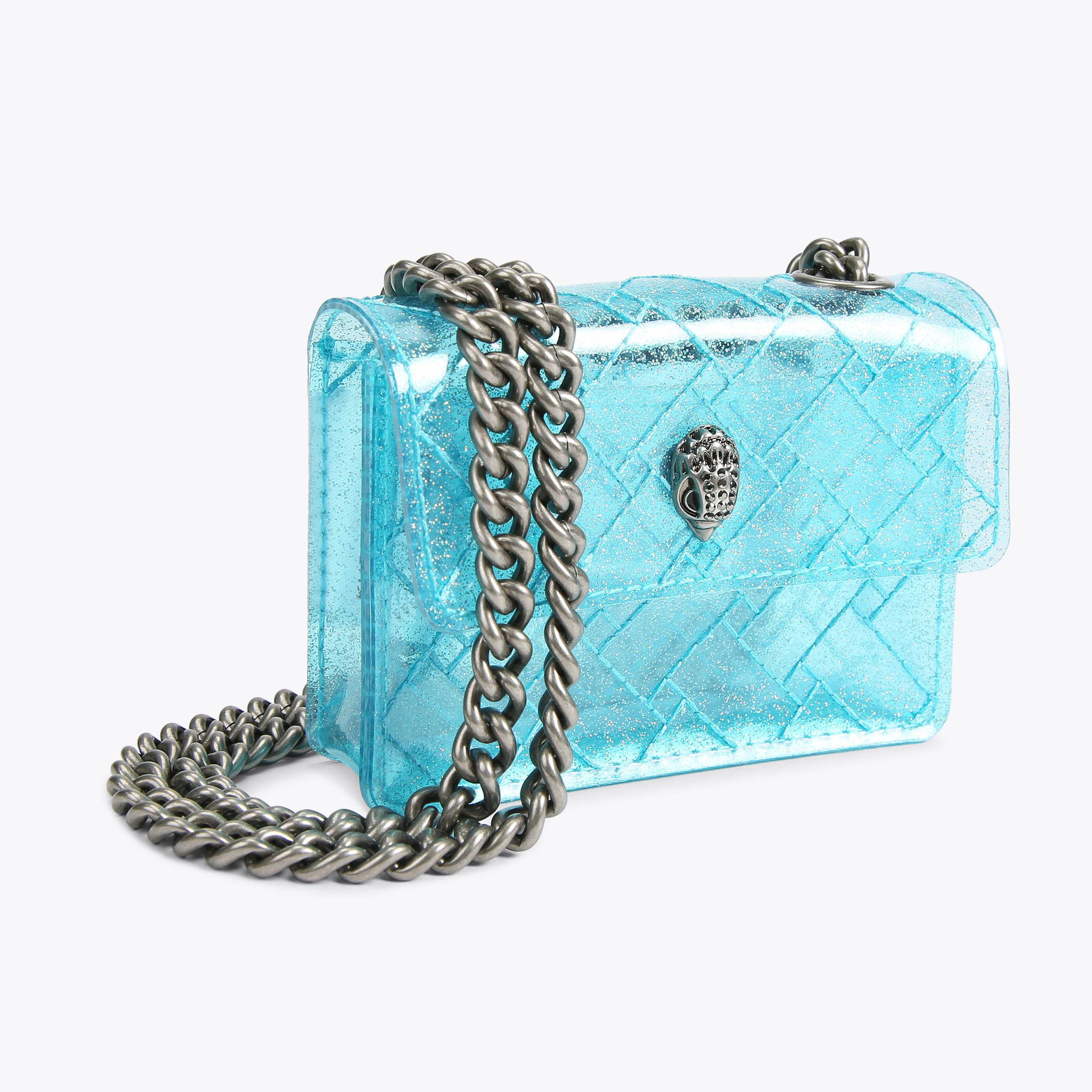 VINYL MICRO KENSINGTON Blue Glitter Vinyl Micro Purse by KURT GEIGER LONDON