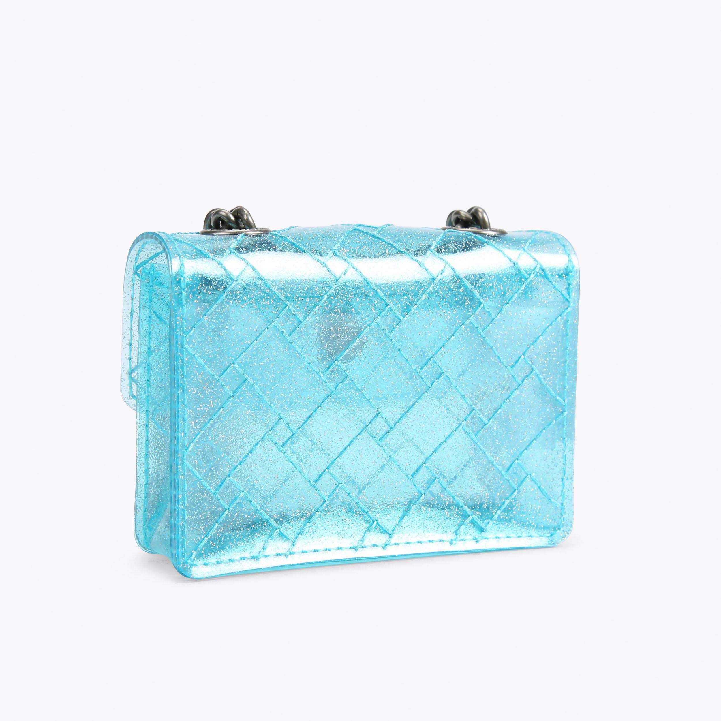 VINYL MICRO KENSINGTON Blue Glitter Vinyl Micro Purse by KURT GEIGER LONDON