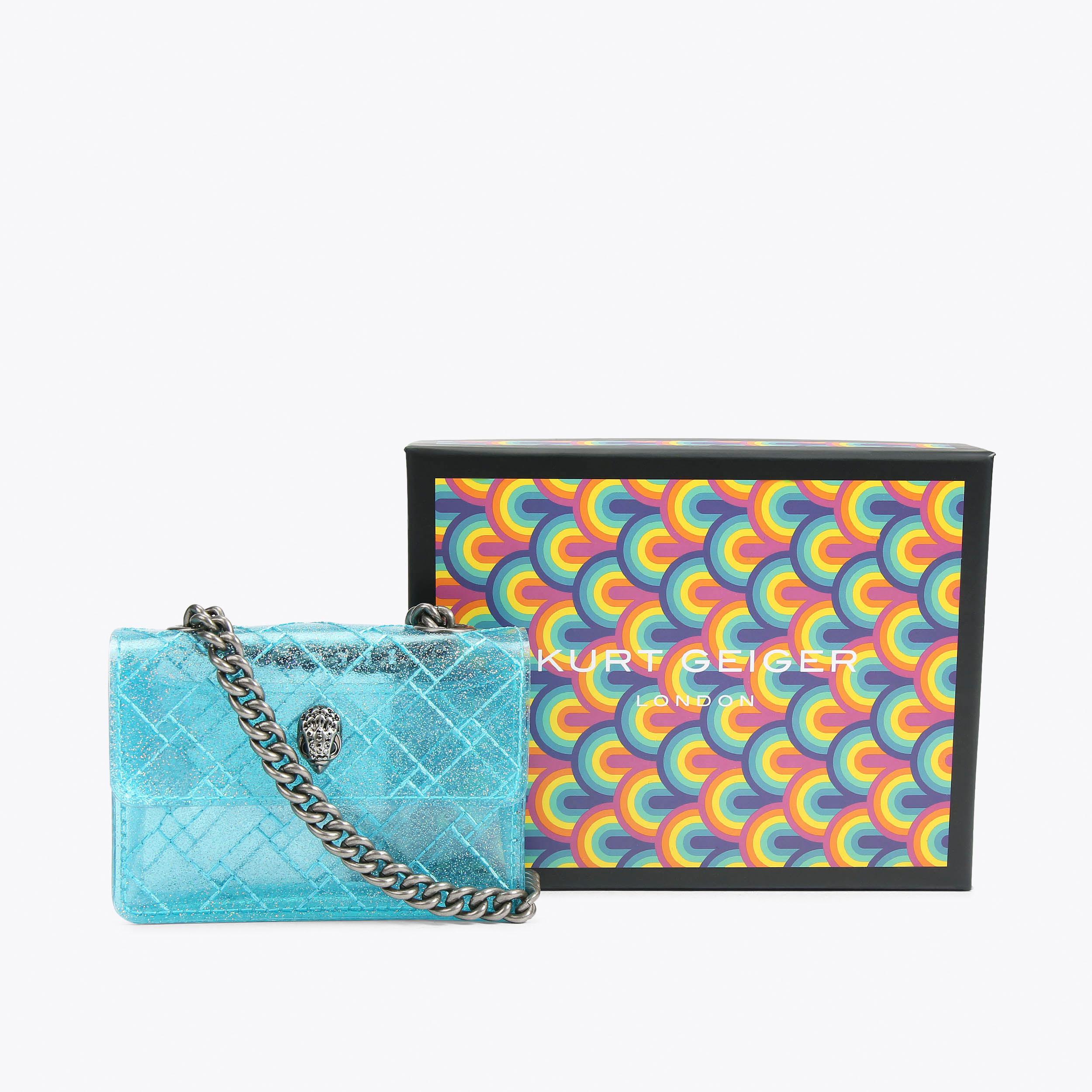 VINYL MICRO KENSINGTON Blue Glitter Vinyl Micro Purse by KURT GEIGER LONDON
