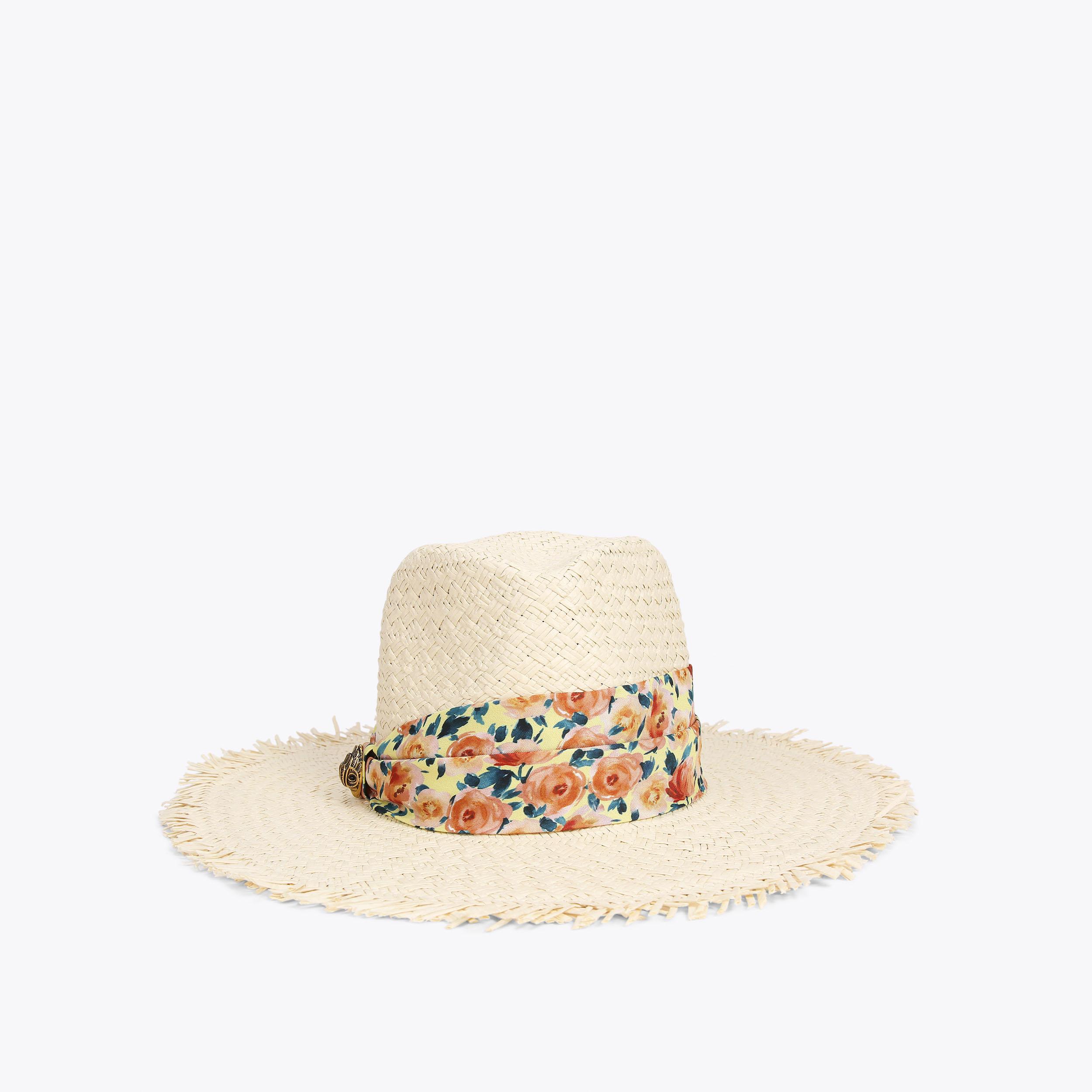 STRAW BAND FEDORA HAT Beige Hat by KURT GEIGER LONDON