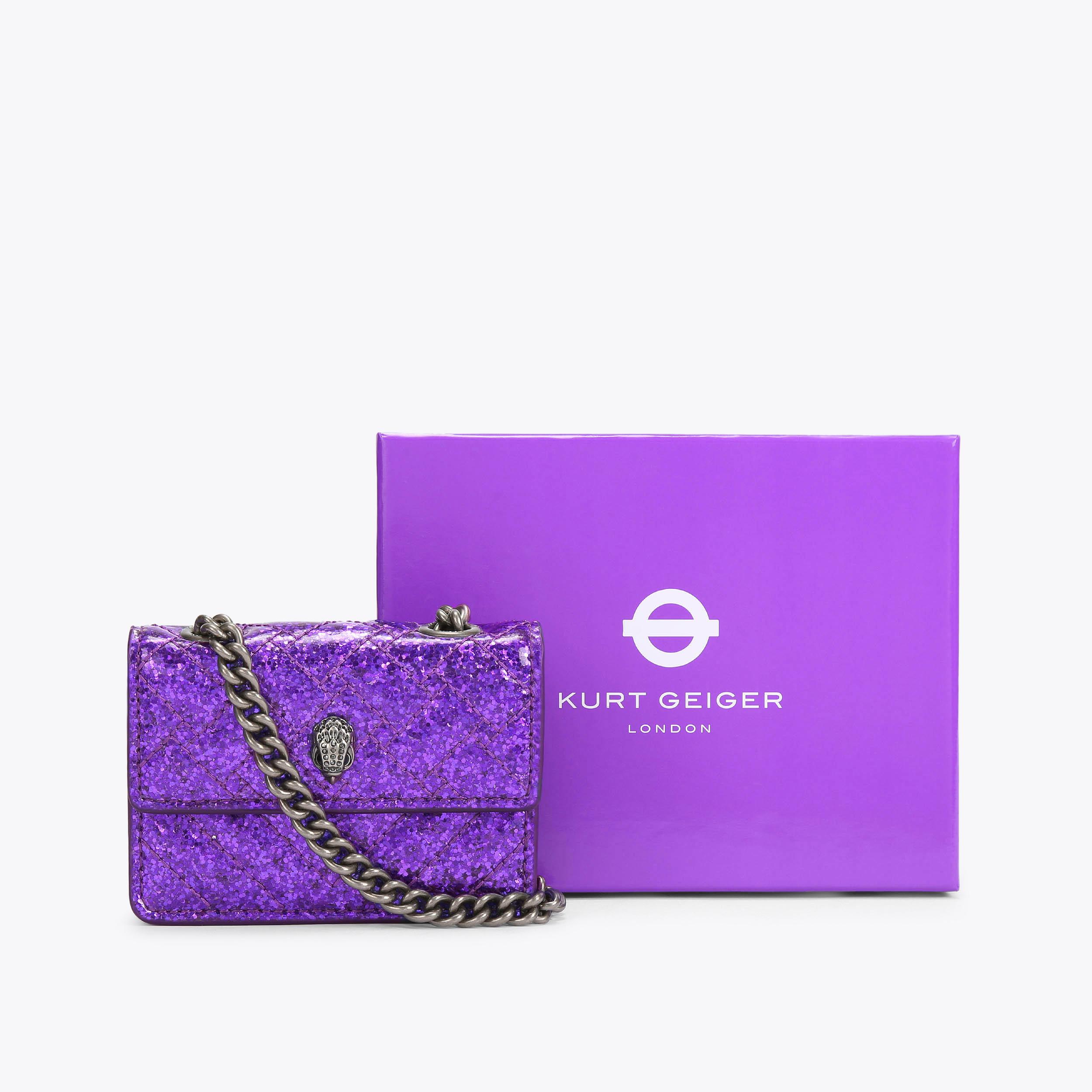 TFL MICRO KENSINGTON Purple Micro Quilted Cross Body Purse by KURT GEIGER LONDON