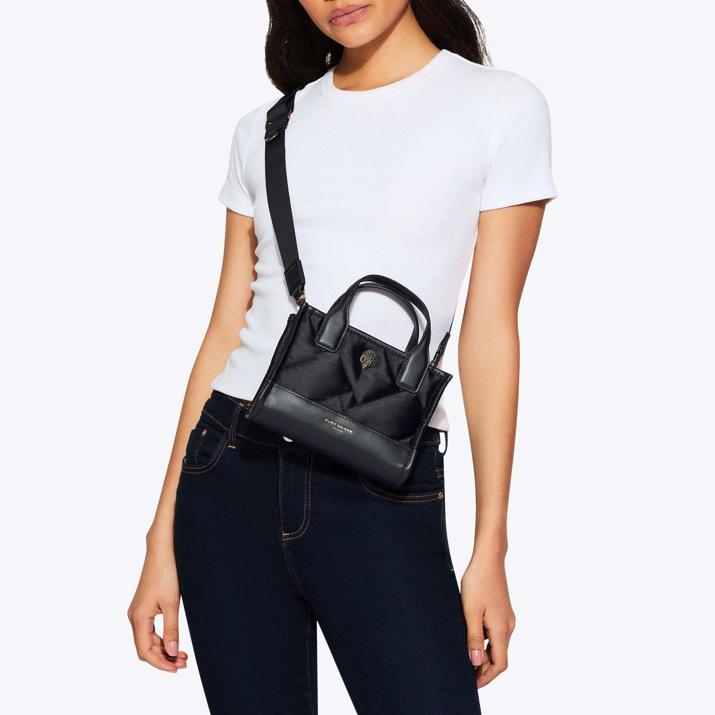 XS RECYCLED SQ SHOPPER Black Micro Bag by KURT GEIGER LONDON