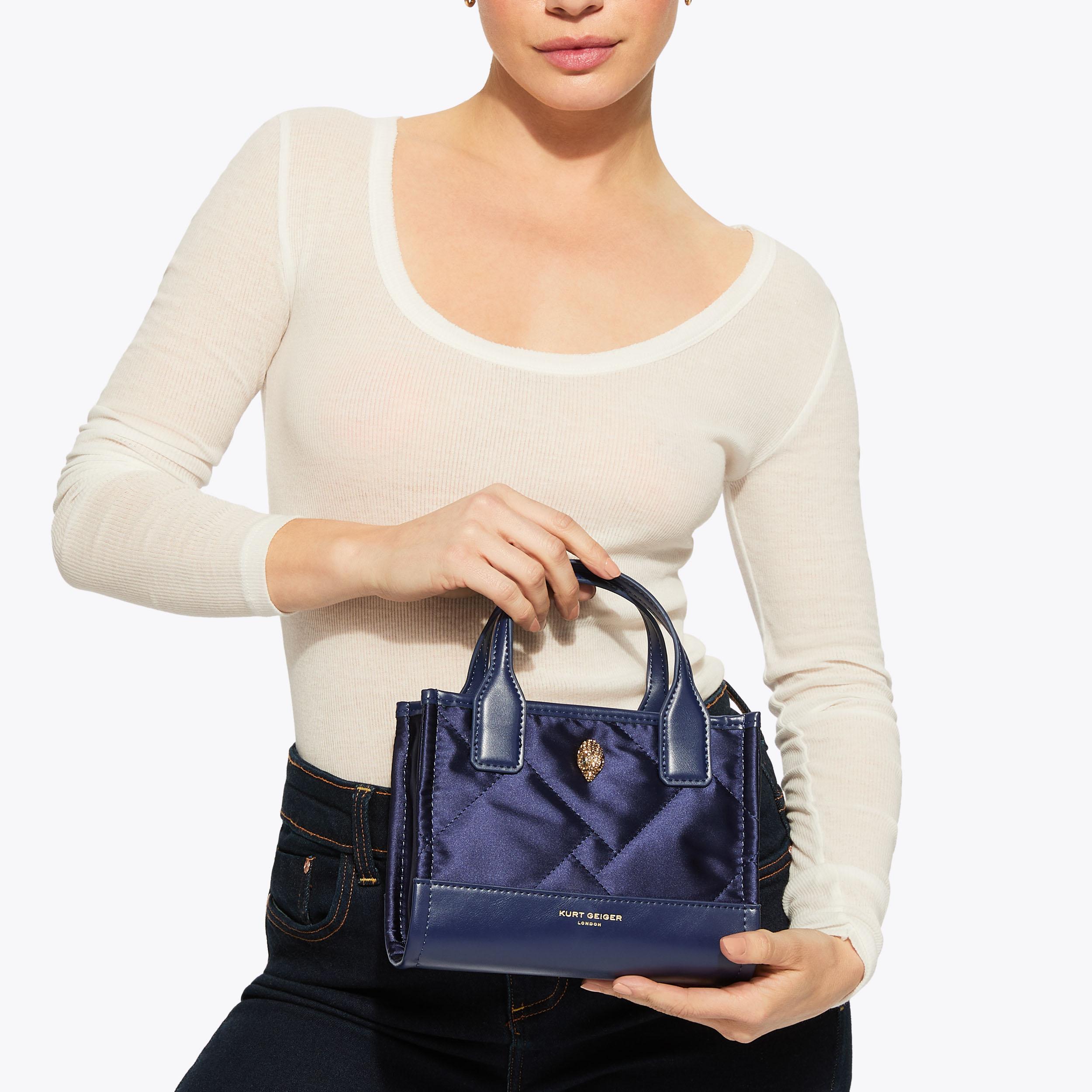 XS RECYCLED SQ SHOPPER Navy Nylon Shopper Purse by KURT GEIGER LONDON