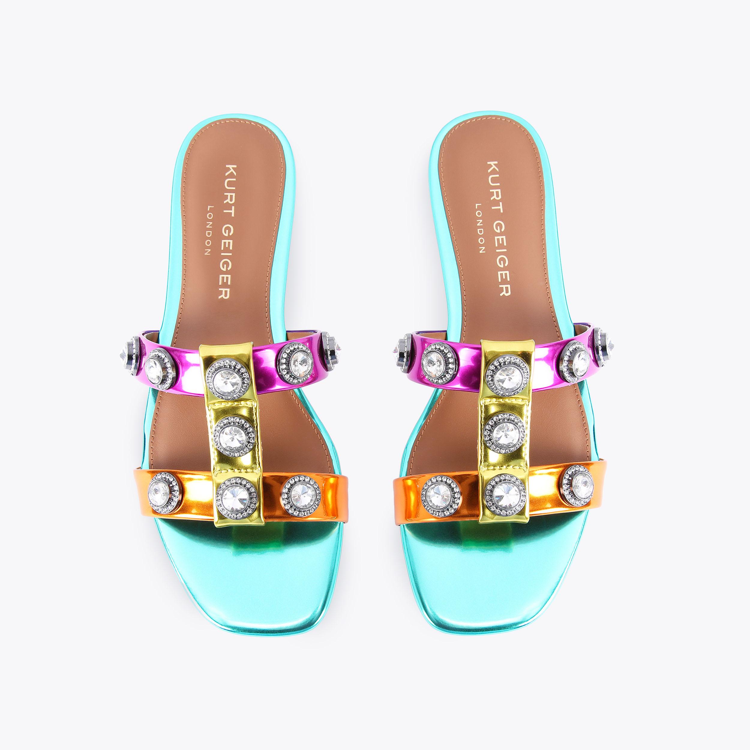 OCTAVIA DRESS SANDAL Metallic Rainbow Sandals by KURT GEIGER LONDON