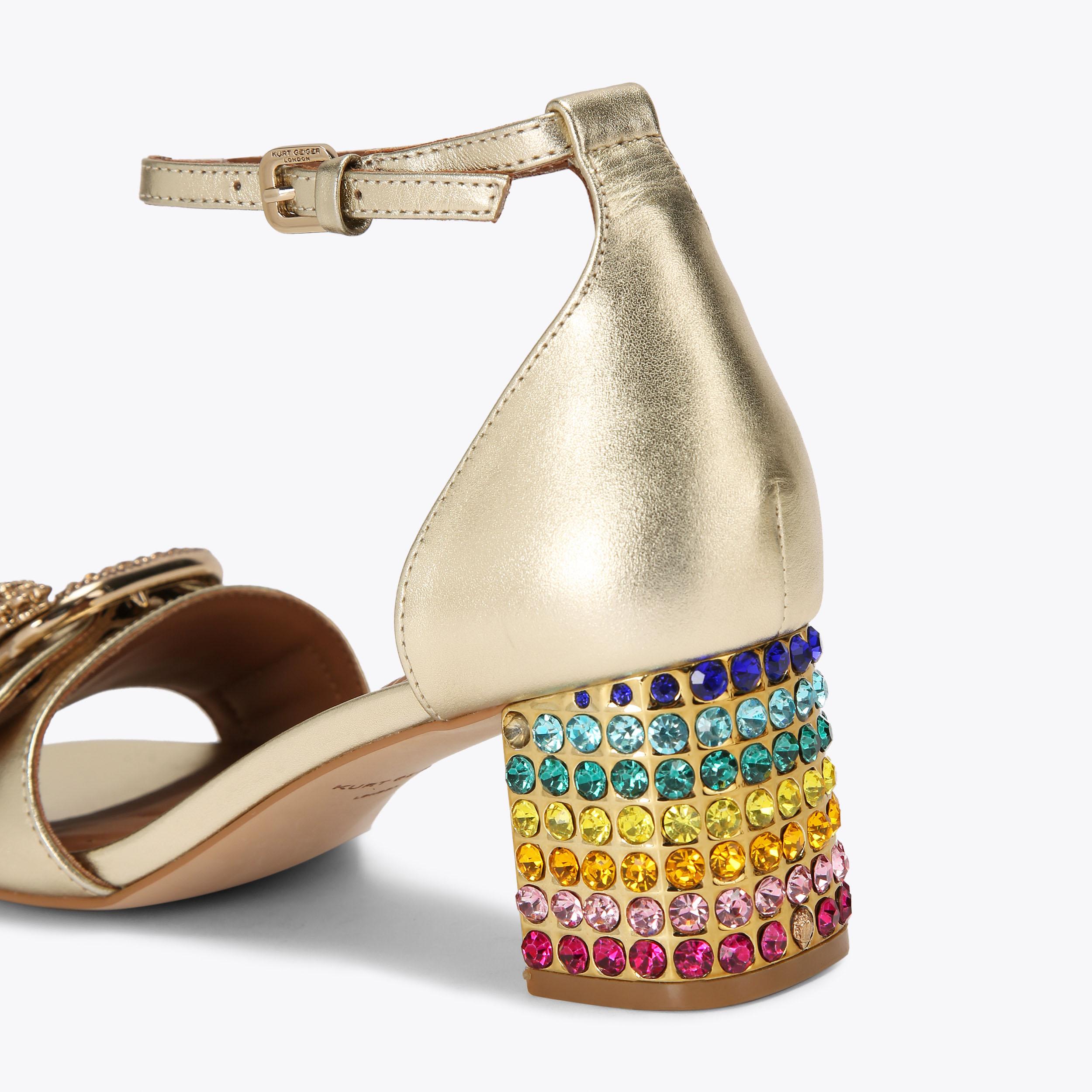 MAYFAIR BLOCK MID HEEL Gold Heel by KURT GEIGER LONDON