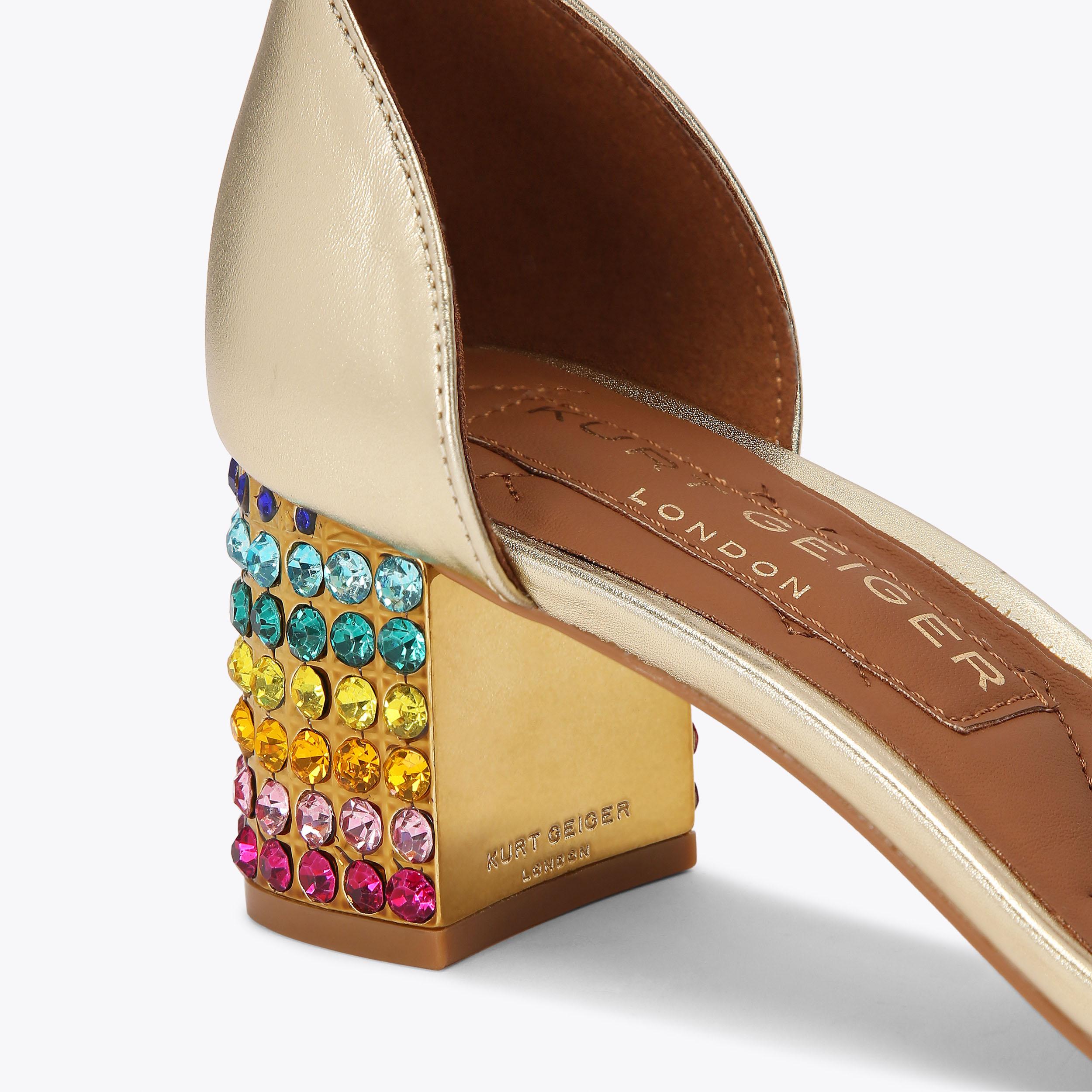 MAYFAIR BLOCK MID HEEL Gold Heel by KURT GEIGER LONDON