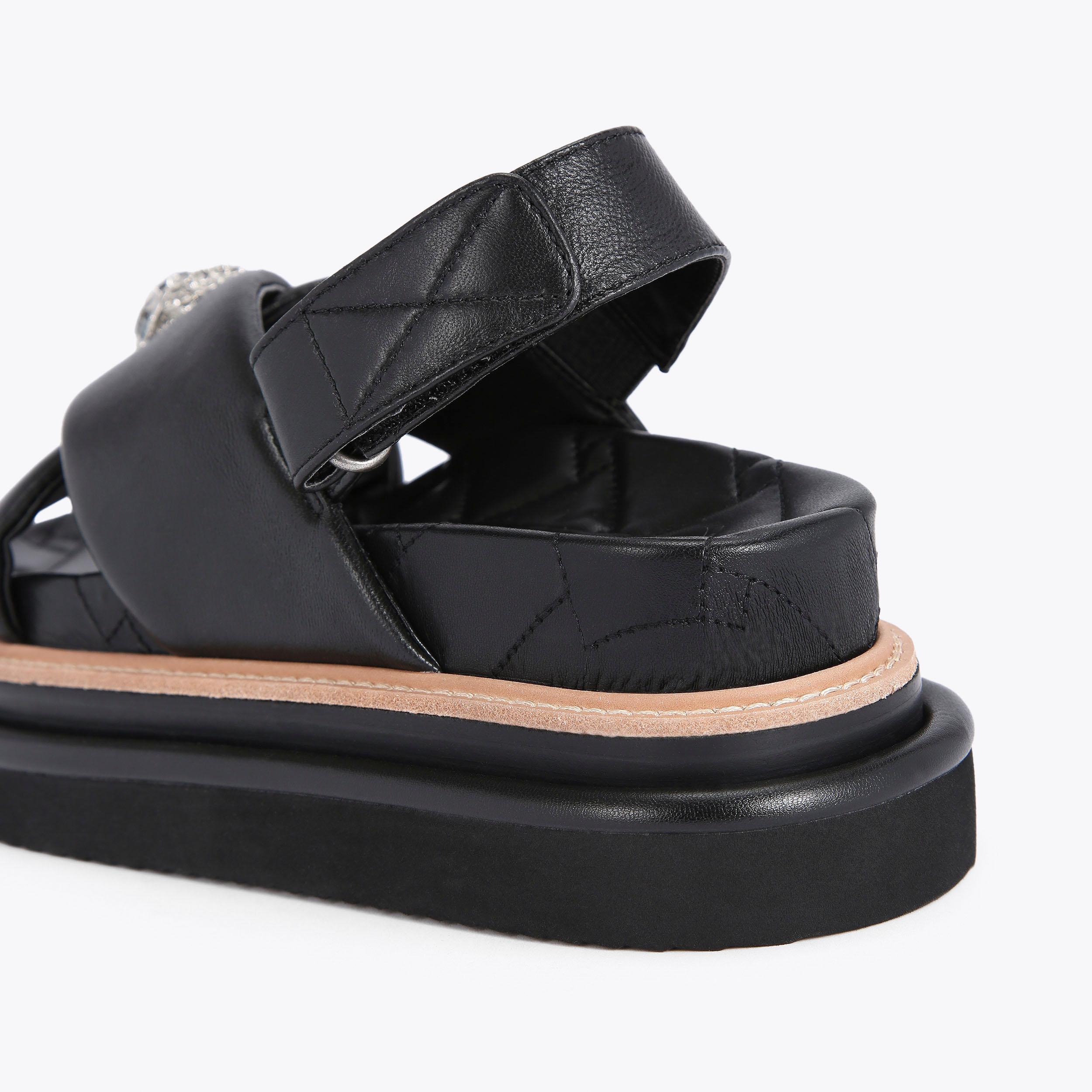 ORSON CROSS STRAP SANDAL Black Leather Chunky Sandal by KURT GEIGER LONDON